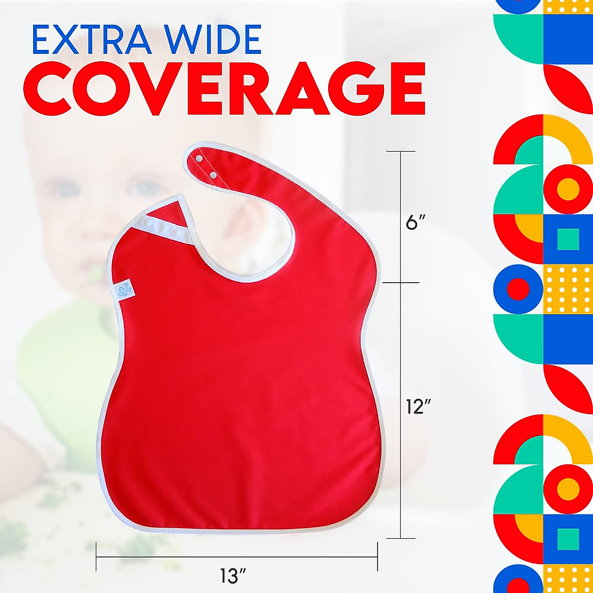 Toppy Toddler Waterproof Baby Bibs in Bulk with Snaps. Big Size. Wholesale 25-pack
