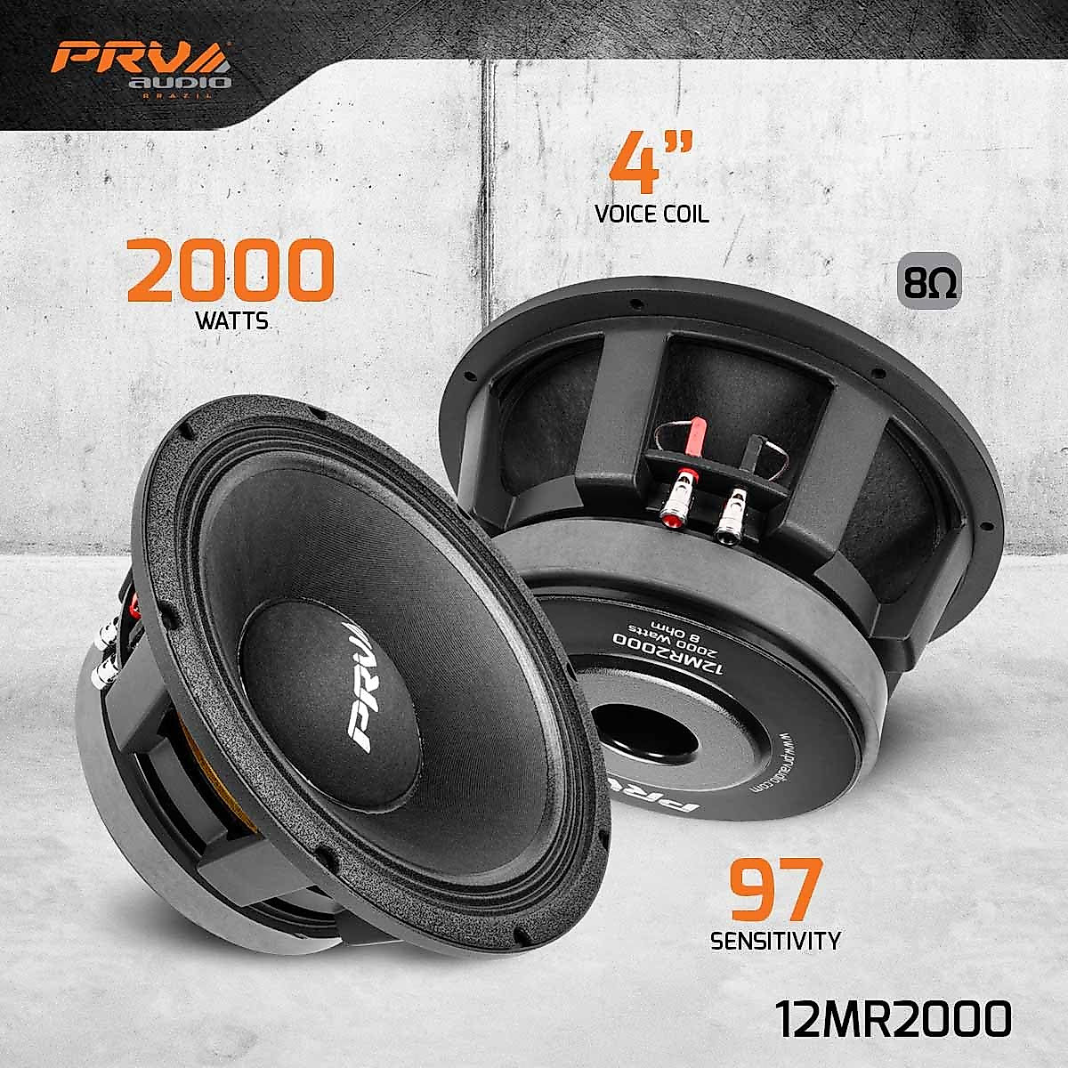 PRV AUDIO 12 Inch Midrange Speaker 12MR2000 8 Ohm 2000 Watts, 4 in Voice Coil Midbass Woofer for Pro Audio Systems (Single)