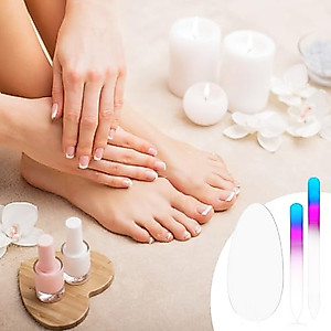 6 Pcs Glass Fingernail Files for Natural Nails, Crystal Cuticle Pusher Glass Nail File Set with Glass Emery Boards Manicure Pedicure Nail Files Buffers Trimmer Foot Callus Remover