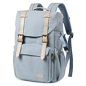 BAGSMART Camera Backpack, DSLR Camera Bag, Waterproof Camera Bag Backpack for Photographers, Fit up to 15" Laptop with Rain Cover and Tripod Holder, Light Blue