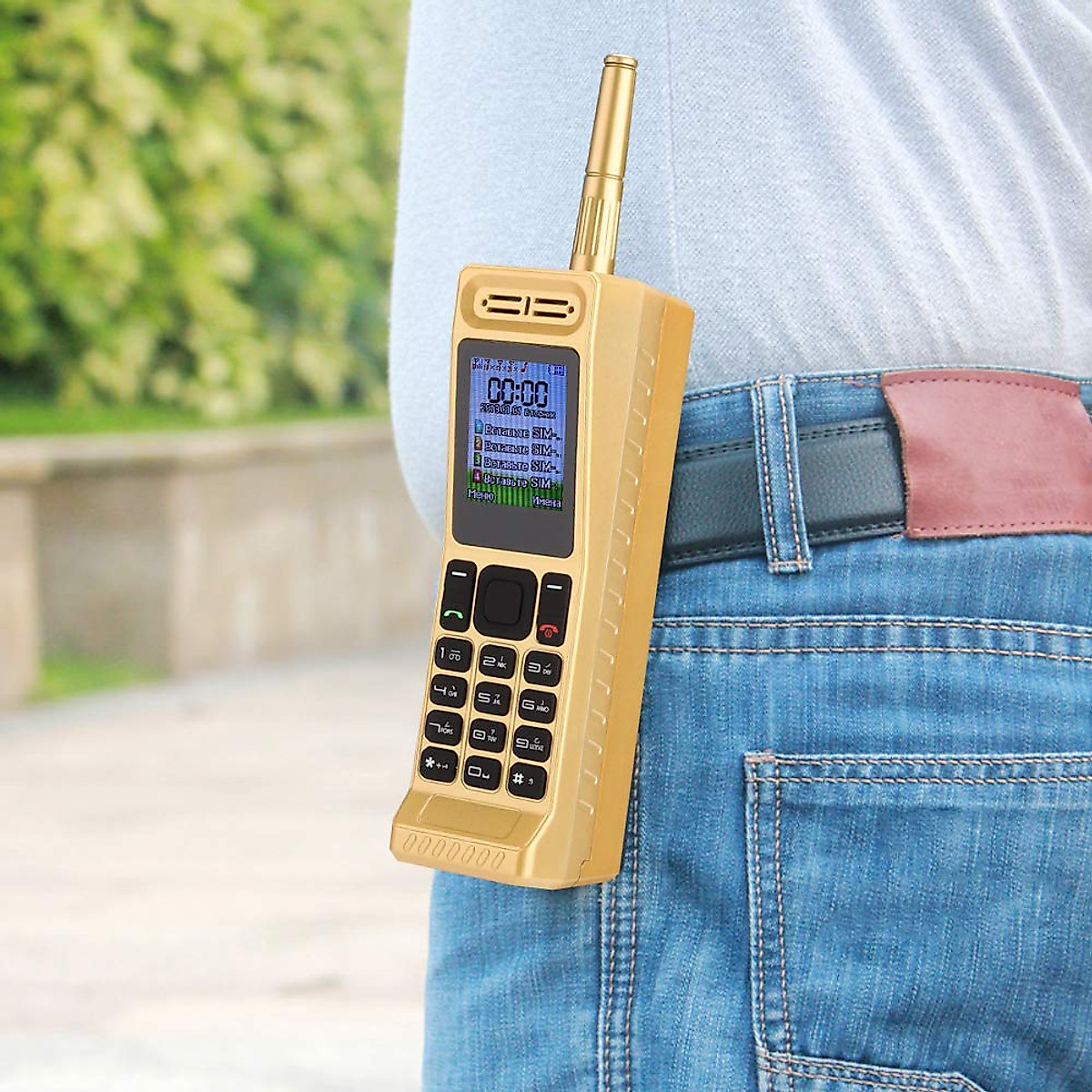 Tosuny Vintage Retro Brick Cell Phone Mobile Phone, Four Card Four Standby QuadBand 2G Retro Bluetooth New Classic Old Mobile Phone, 2G GSM 850/900/1800/1900Mhz (Gold)
