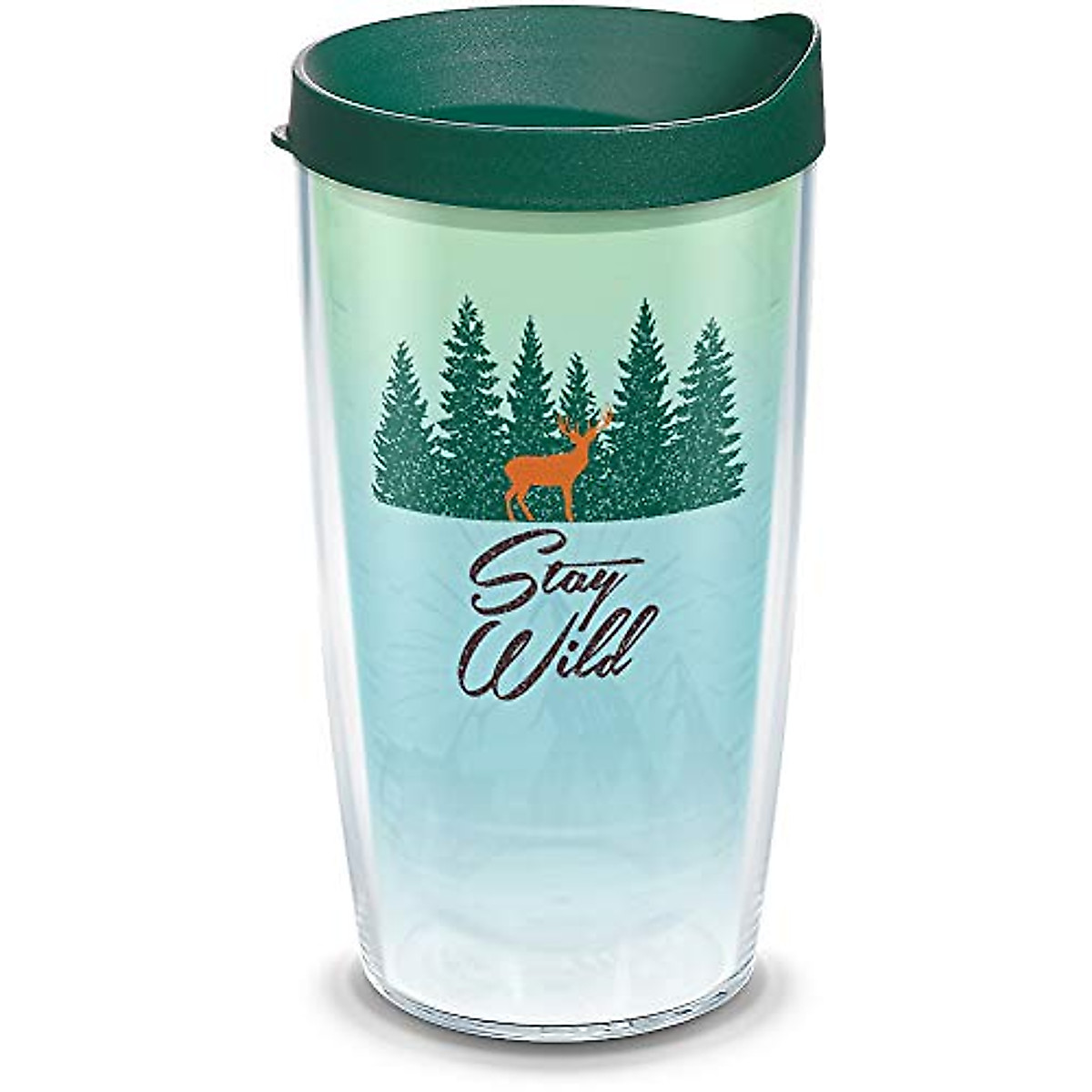Tervis Made in USA Double Walled Stay Wild Insulated Tumbler Cup Keeps Drinks Cold & Hot, 16oz, Clear