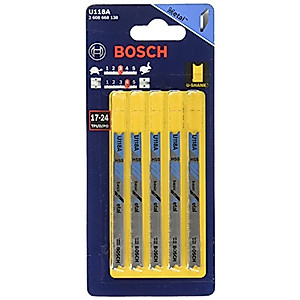 BOSCH U118A 5-Piece 3-1/8 In. 17-24P TPI Basic for Metal U-shank Jig Saw Blades , Blue