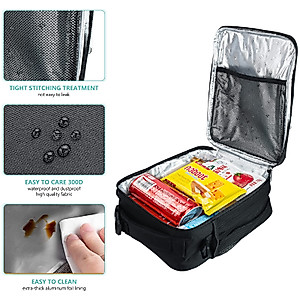 Lunch Bag for Men Women, Reusable Lunch Box for Office Work Lunch, Leakproof Cooler Tote Bag, Freezable Lunch Bag，Black