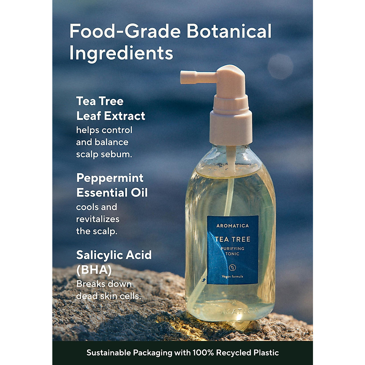 AROMATICA Tea Tree Purifying Hair Set - Gift Set with Vegan Shampoo, Tonic Spray and Essential Oil for Itchy, Greasy Hair