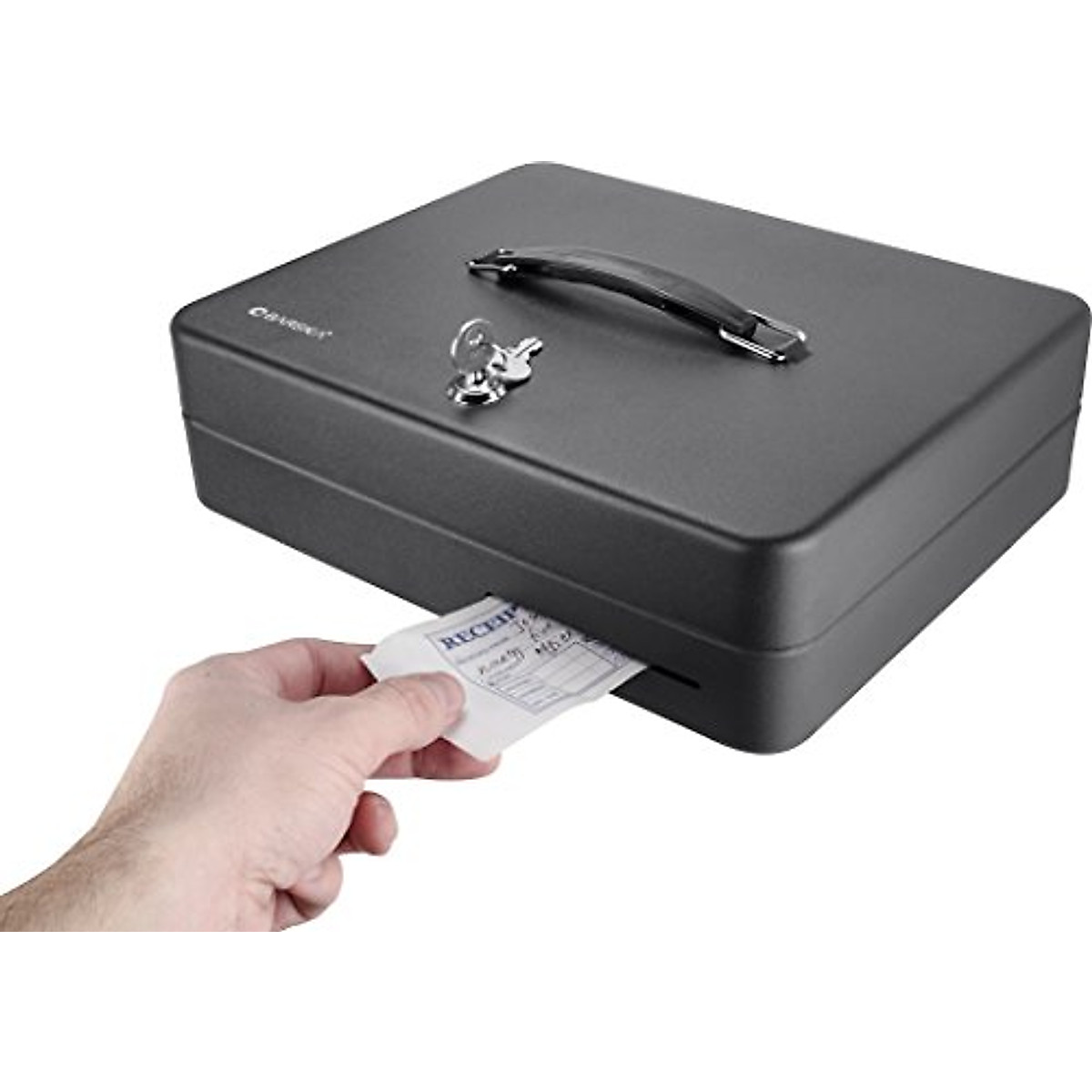 BARSKA CB13052 Key Lock Standard Fold Out Cash Box with 5 Section Tray, 9.5" x 12" x 3.5", Black
