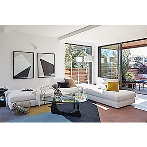 eChamp Noguchi Table Triangle Glass Coffee Table Vintage Glass End Table, Solid Wood Base and Triangle Clear Glass Top Modern End Table for Living Room, Patio, Study (Black)