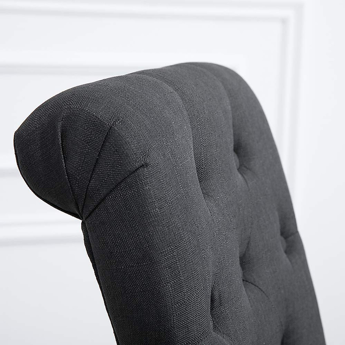 Huisenus Set of 4 Dining Chair Upholstered Fabric Padding Dining Chair Button for Dining Room Restaurant Wedding Reception(Charcoal, Set of 4)