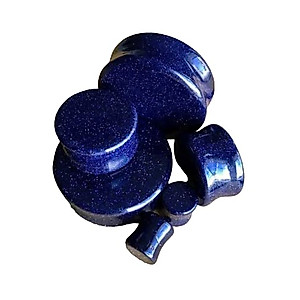 Lobal Domination PAIR of Blue Midnight Goldstone Stone Plugs Sandstone Gauges - up to 38mm available! (1&1/2" (38mm))