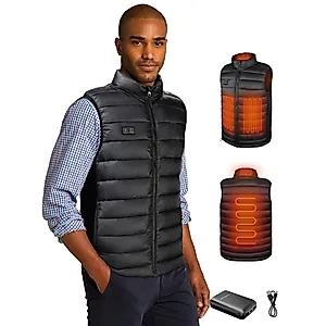 Loowoko Heated Vest for Men with Battery Pack Included, Rechargeable Heated Jacket Coat Electric Heating Vests for Winter