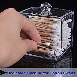 Wellinc 3 Pack Cotton Swab Dispenser, 8/10/10 Oz Qtip Holder Dispenser Set, Storage Organizer Holder Canister Apothecary Jars with Lid for Cotton Rounds, Bath Salts, Makeup Sponges, Hair Accessories
