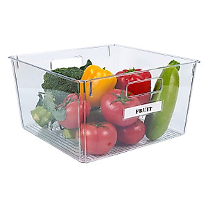 Ezee space Clear Plastic Storage Bins - 3-Pack XL: Acrylic Storage Containers for Kitchen, Home, Office, and Bathroom - 12X12 X7 In. Freezer and Pantry bins for organizing