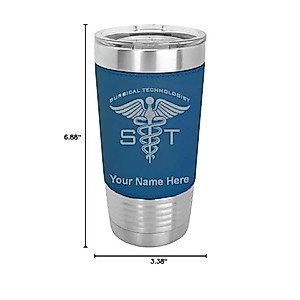 LaserGram 20oz Vacuum Insulated Tumbler Mug, ST Surgical Technologist, Personalized Engraving Included (Faux Leather, Blue)