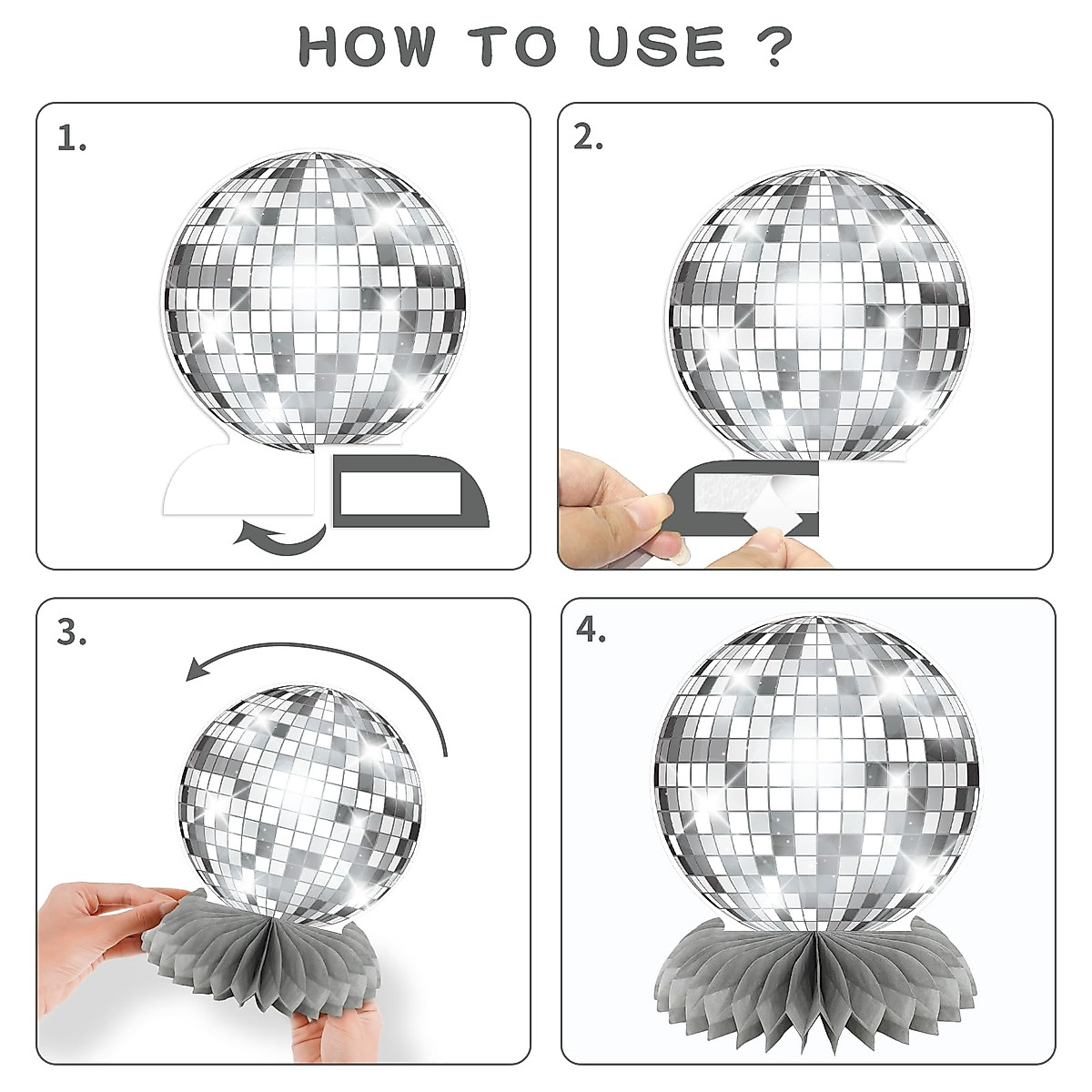 Yoomod Disco Party Decorations - Silver Disco Decor Flat Disco Ball Centerpieces for Party Table Decor 70s Disco Theme Birthday Party Favors Supplies (Not Ball)