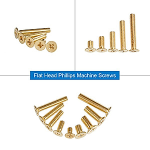 INCREWAY Machine Screws, 160 Pcs M4 M5 10 Sizes Brass Flat-Head Bolts Phillips Drive Machine Screws Assortment Kit