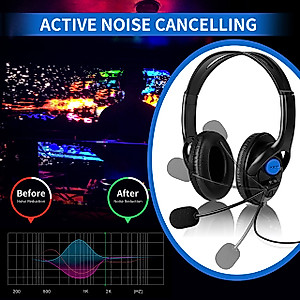 FNSHIP 3.5mm Port Wired Gaming Studying Headset for Kids Stereo bass-Isolated Headphones with mic Volume Control Compatible for PS4 PS5 New X-Box One PSP PC Laptop Tablet PC Phone,Black