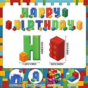 32 Pieces Building Blocks Birthday Supplies Building Block Candles Decorations Block Party Centerpiece Banner Party Supplies Happy Birthday Banner Brick Themed Party Favors