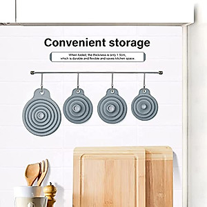 Silicone Collapsible Funnel Set of 4, 3different Size,1 for S, 2 for M,1for L, Kitchen Gadgets Foldable Funnel for Water Bottle Liquid Transfer Food Grade (Grey)