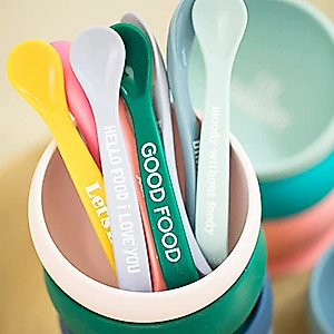 Bella Tunno Wonder Spoons - Soft Baby Spoon Set Safe for Baby Teething & Toddler Spoons, Food-Grade BPA Free Silicone Self Feeding Spoon 2pk, Feast Mode Hangry