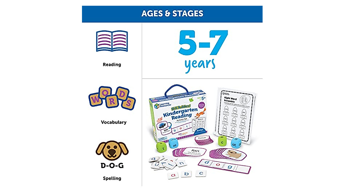 Kindergarten Reading Skills Activity Set - 122 Pieces for Young Learners