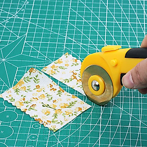 AUTOTOOLHOME 45mm Rotary Cutter Automatic Fabric Cutter 5pcs Titanium Replacement Blades 5pcs Pinking Rotary Blades with Safety Lock for Quilting, Sewing, Crafts