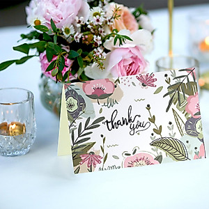 Oletx 24 Floral Thank You Card Set, The Four Season Floral Style Thank you Cards, 4.2x6.2 Cards Bulk with Envelopes, Stickers, Card Box for Wedding, Small Business, Baby, Bridal Shower, Thanksgiving