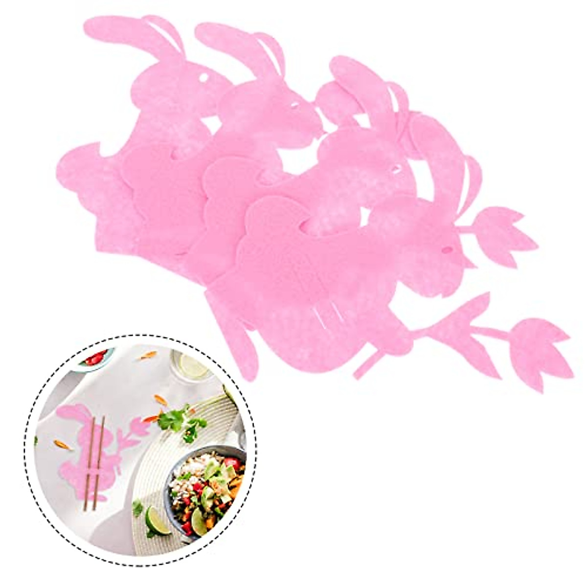 ABOOFAN 8pcs Easter Bunny Utensil Cutlery Holder Pouch Bags Rabbit Silverware Sleeve Fork Spoon Pocket Easter Table Decoration for Holiday Spring Easter Party Favor Pink