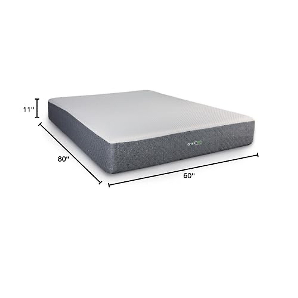 GhostBed Classic 11 Inch Cool Gel Memory Foam & Latex Mattress - Medium-Firm Feel, Made in The USA, Queen