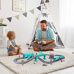 Train Set for Kids Ages 4-8, Toy Train for Kids, Battery-Powered Train Toy Include Theme Accessories, Gifts for 3 4 5 6 7 8 Years Old Boys & Girls (66Pcs) (City Theme)