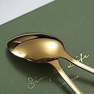 Gold Dinner Spoons, Kyraton 6 Pieces 7.5" Stainless Steel Table Spoon With Titanium Gold Plating, Gold Soup Spoons, Dessert Spoons Sliverware Dishwasher Safe Set of 6