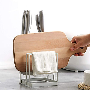 Knife Holder, Caliamary Kitchen Cabinet Knife Holder without Knives, Universal Metal Knife Block Cutting Board Organizer, Kitchen Storage Organizer. (White)