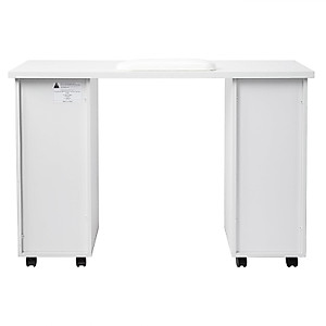 Knocbel Computer Desk Manicure Nail Table with Four Drawers and A Cabinet, with Wheels for Flexible Use, Sturdy Wooden Construction, Large Storage Space, 47.2" L x 21.3" W x 31.9" H White