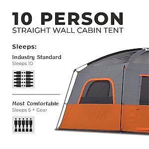 CORE 10 Person Tent | Large Multi Room Tent for Family | Included Tent Gear Loft Organizer| Portable Cabin Huge Tent with Carry Bag for Outdoor Car Camping