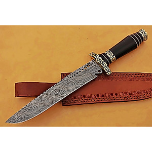 Custom Handmade Damascus Steel Hunting Knife / Bowie Knife SS-17366 ( horn ) (black)