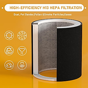 Allisfresh H-PF400 HEPA Filter Replacement Kit Compatible with H-HF400-VP H-PF400 Hunter HP400 Cylindrical Tower Air Cleaner Purifier, 2 HEPA Filters + 8 Pre-Carbon Filters
