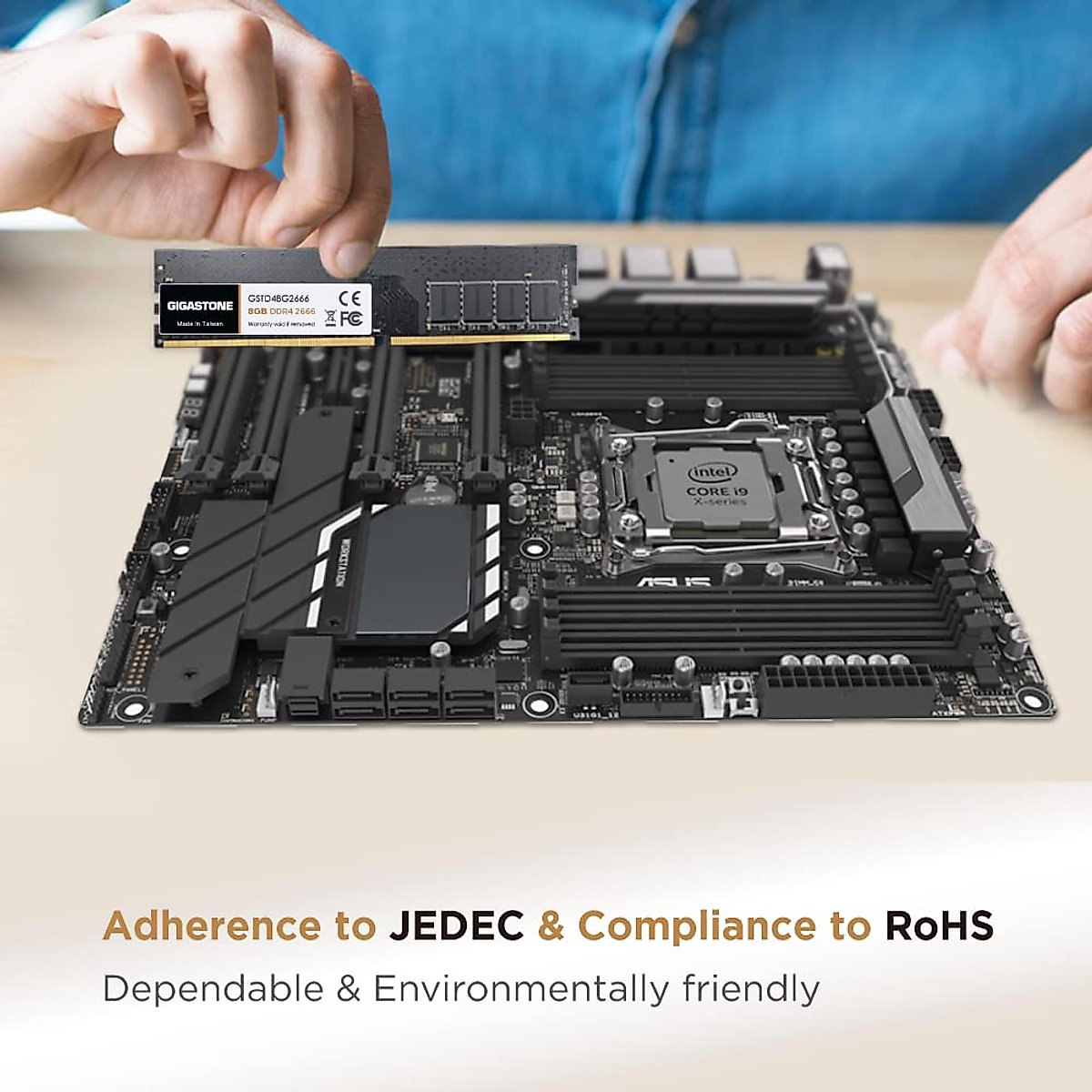 【DDR4 RAM】 GIGASTONE 16GB Kit (2x8GB) DDR4 2666MHz (2400MHz or 2133MHz) PC4-21300 (PC4-19200/17000) CL19 1.2V UDIMM 288 Pin Unbuffered Non ECC High Performance PC Desktop Memory Upgrade