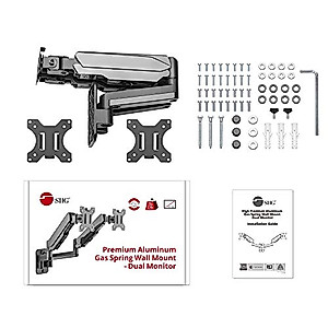 SIIG Aluminum Gas Spring Monitor Wall Mount - Heavy Duty Hold 17" to 32" Screens, Up to 19.8 lbs, VESA 75x75 or 100x100 (Dual Arm)
