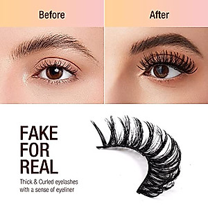 False Eyelashes Russian Strip Lashes Fluffy Curled Fake Cat Eye Lashes Natural Look Wispy Faux Eyelash Extension DD Curl Volume 10 Pairs 5 Styles Mixed
