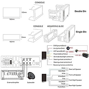LXKLSZ Double din Car Stereo Compatible with Carplay/Android Auto with 7 inch Touch Screen Bluetooth/Mirror Link/Hands-Free Calling/FM/AM/EQ Rear View Camera