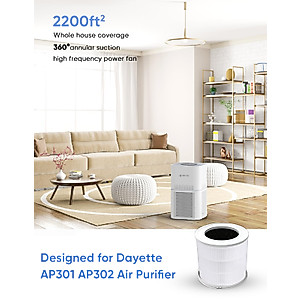 DAYETTE AP301 AP302 Replacement H13 HEPA Air Purifier Filter, Original Filter