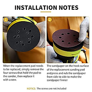 Sander Replacement Pad for Ryobi, 2 Pack 5 in 8 Hole Hook and Loop Orbital Sanding Pad Parts for Ryobi RS290 RS280 P411 Milwaukee 6021-21 6034-21 Ridgid R2600 R2601 Craftsman 315 Model Orbit Sander