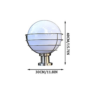 JSBDPHW Outdoor Spherical Fence Pillar Lamp Waterproof IP55 Simple Style E27 Post Light Villa Gate Column Light Courtyard Garden Lawn Base Landscape Light