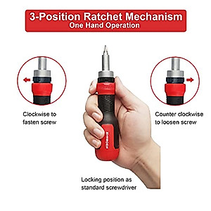 SHARDEN Ratchet Screwdriver 13-in-1 Ratcheting Screwdriver Set Multi Screwdriver Tool All in One with Torx Security, Flat Head, Phillips, Hex, Square and 1/4 Nut Driver