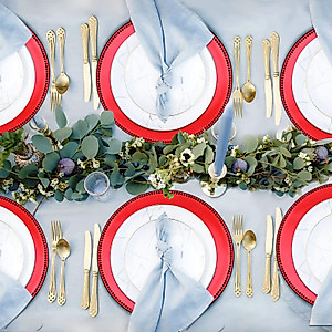 DaCakeWS Metallic Red Bead Charger Plates 13inch, Set 10PCS Plastic Round charger plates bulk wedding, Dinner,Wedding,Party,Event,Decoration(Beaded Red 10)