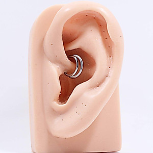 FANSING Surgical Steel Double Crescent Moon Septum Hoop 16g Septum Jewelry 16 Gauge 8mm Septum Rings Clicker Silver Septum Piercing Rings