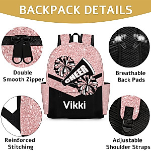 OMFUNS Pink Glitter Cheer Customized Kids Backpack for Girls Cheerleaders Personalized Preschool Toddler Backpack Kindergarten Nursery Bookbag Travel Children School Bag