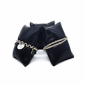 Fannuoncc 10-Pieces PU Leather Small Bracelet/Watch Pillow Jewelry Displays (Black)