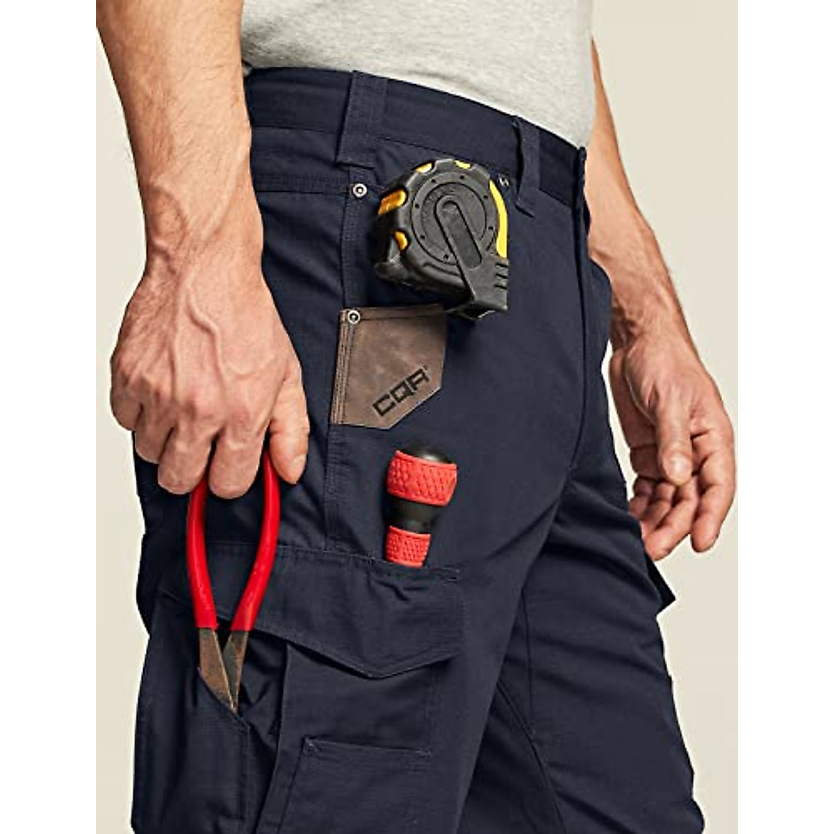 CQR Men's Ripstop Work Pants, Water Resistant Tactical Pants, Outdoor Utility Operator EDC Straight/Cargo Pants, Work Cargo Police Navy, 34W x 32L
