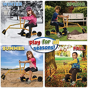 stargo Kids Excavator Toy Sand Digger on Wheels, Steel Sandbox Digger Toys for Boys, Sand Toys Ride On Excavator, Beach Toys