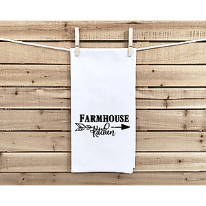 Set of 3 Farmhouse Style Flour Sack Towels Kitchen Hand Tea Dish Towel Rustic Black White Gift for Farmer Dad Mom Men Women Wife Husband Family